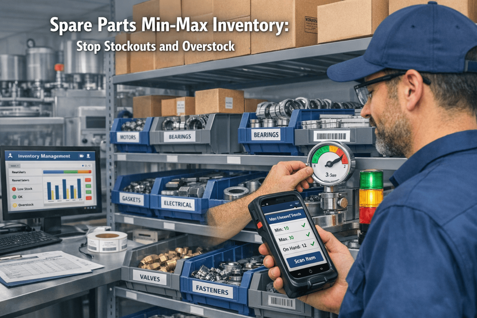 Spare Parts Min-Max Inventory: Stop Stockouts and Overstock in CMMS